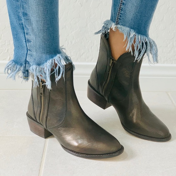 Anthropologie | Shoes | Nib Bronze Metallic Pointy Toe Western Ankle ...